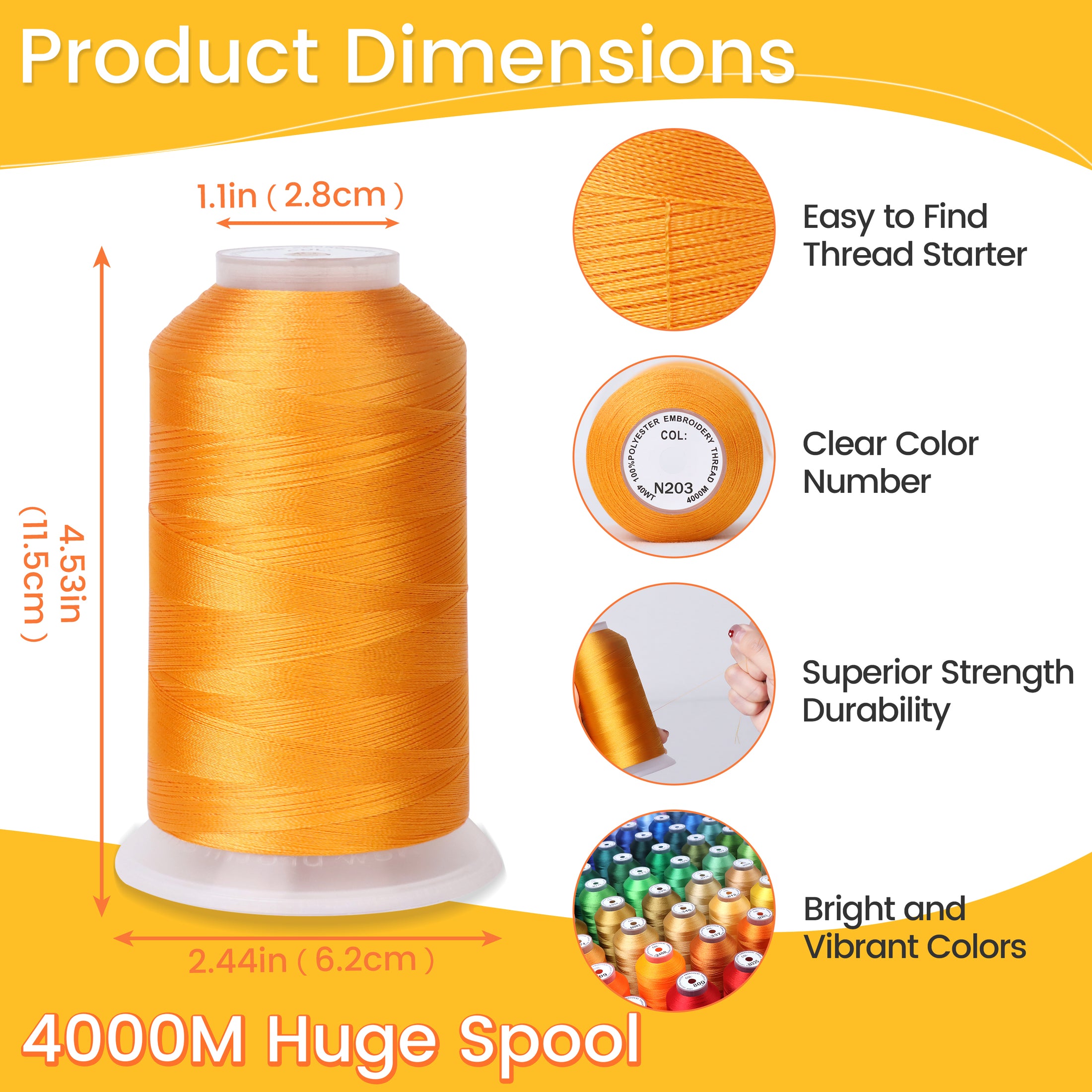 New brothread Embroidery Machine Thread 4000M/4400YD Each Spool Mega K