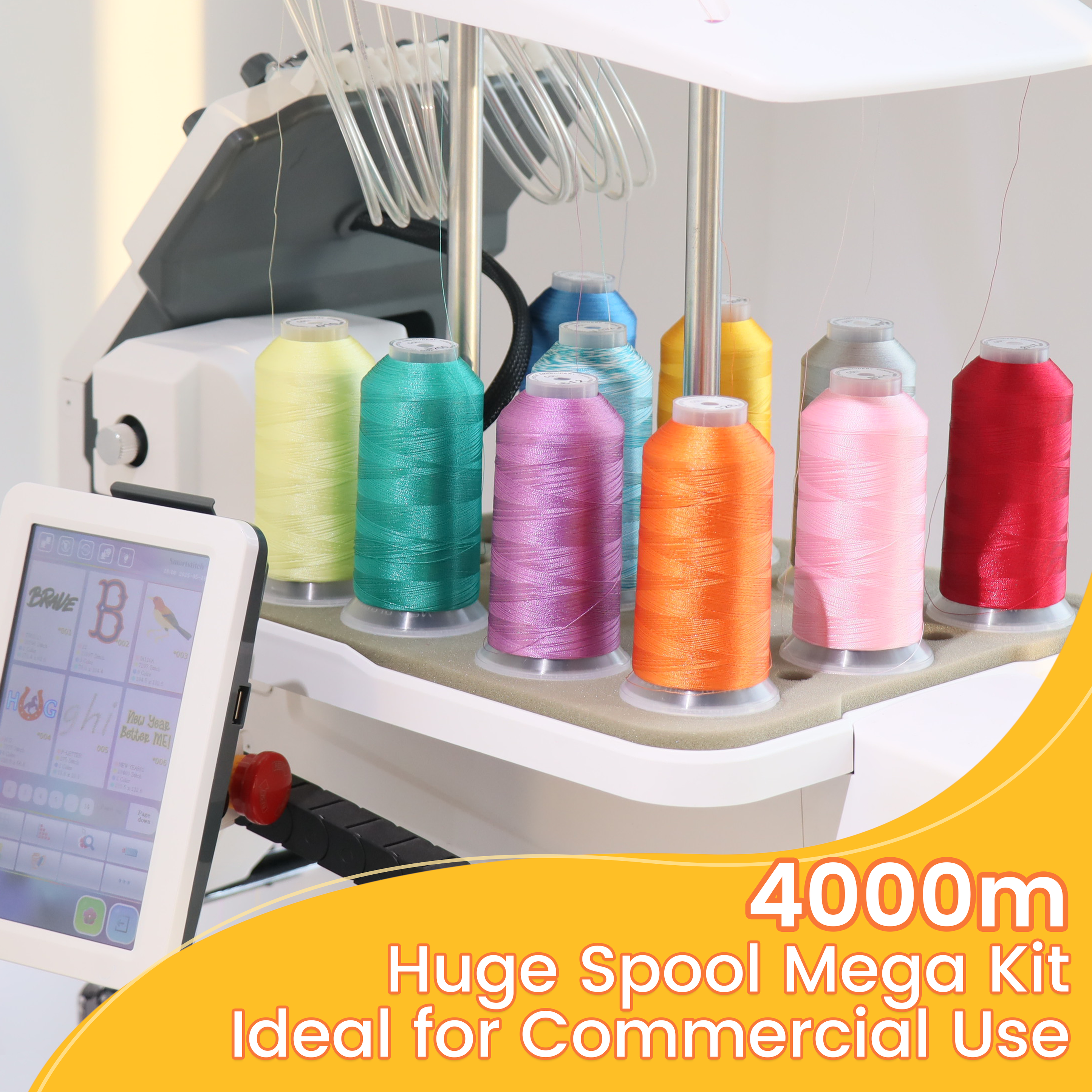 New brothread Embroidery Machine Thread 4000M/4400YD Each Spool Mega K