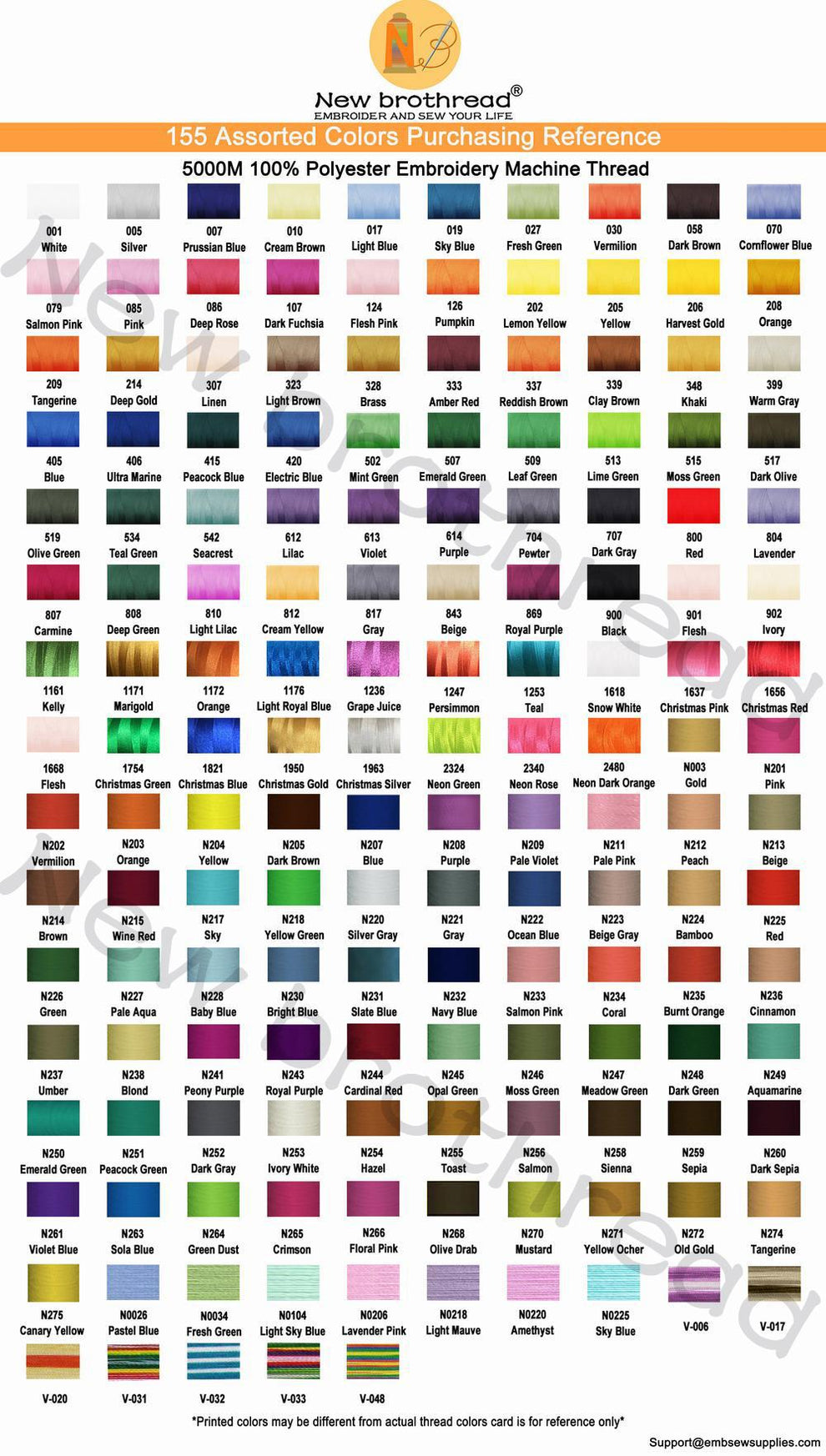 New Brothread 155+ Colors 40WT Polyester Embroidery Machine Thread | 5 ...