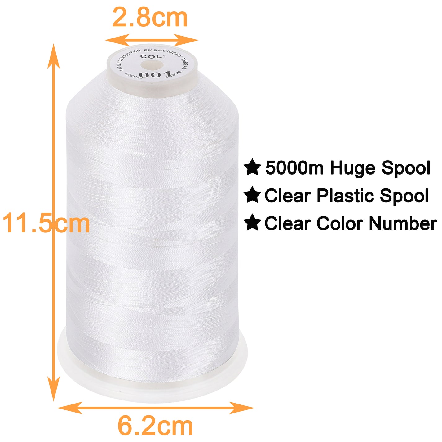 New brothread 100% Polyester with High Sheen Embroidery Thread, 5000M,