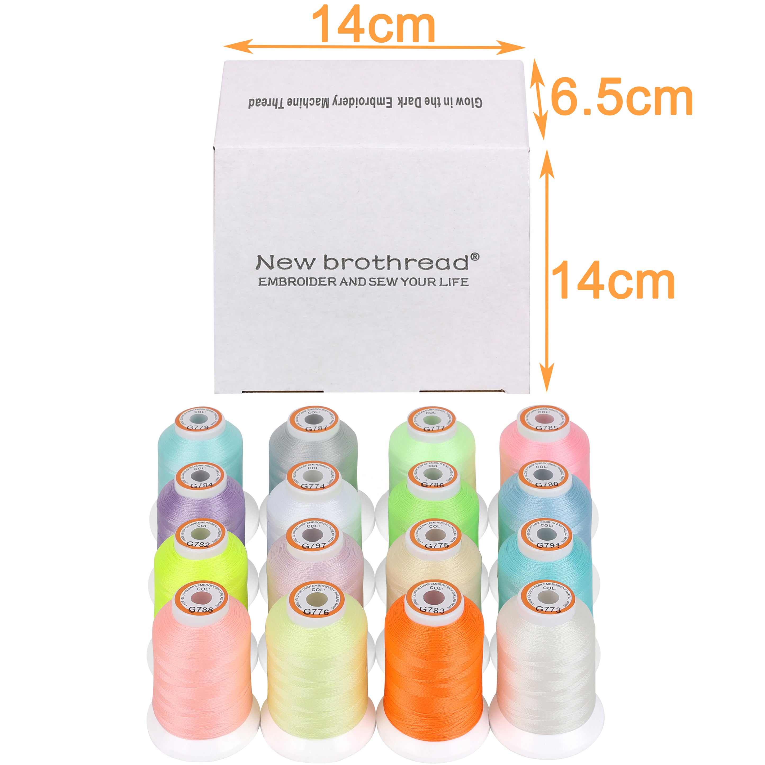 New brothread 16 Colors Luminary Glow in The Dark Embroidery Machine T