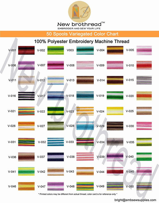 New Brothread 50 Colors Variegated Polyester Embroidery Machine Thread ...
