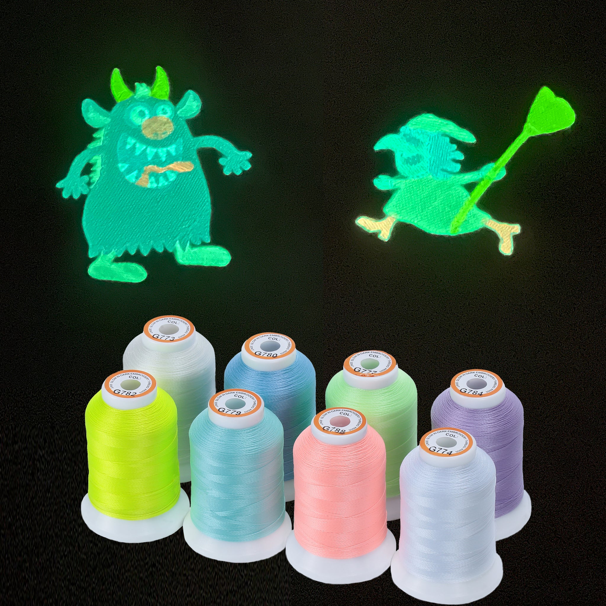 New brothread 8 Colors Luminary Glow in The Dark Embroidery Machine Th