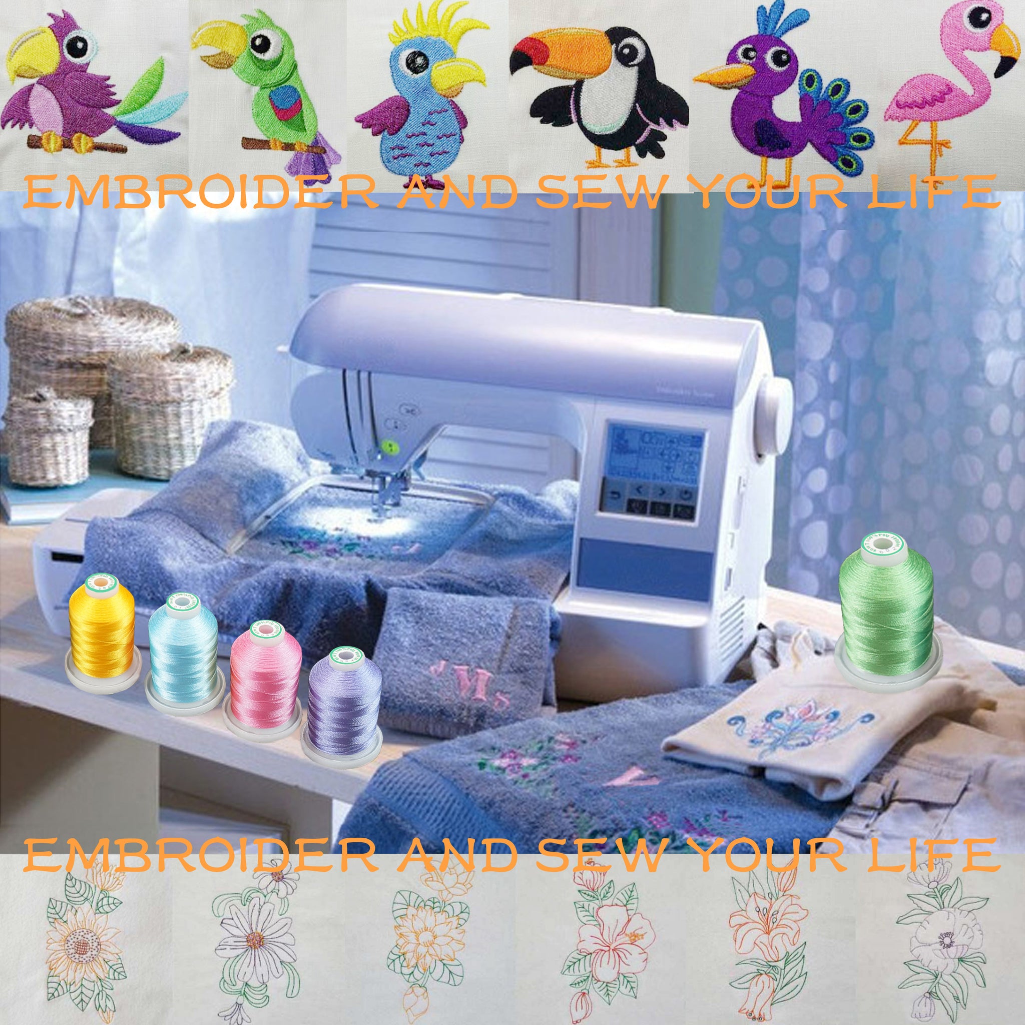 New brothread 80 Spools Polyester Embroidery Machine Thread Kit 1000M