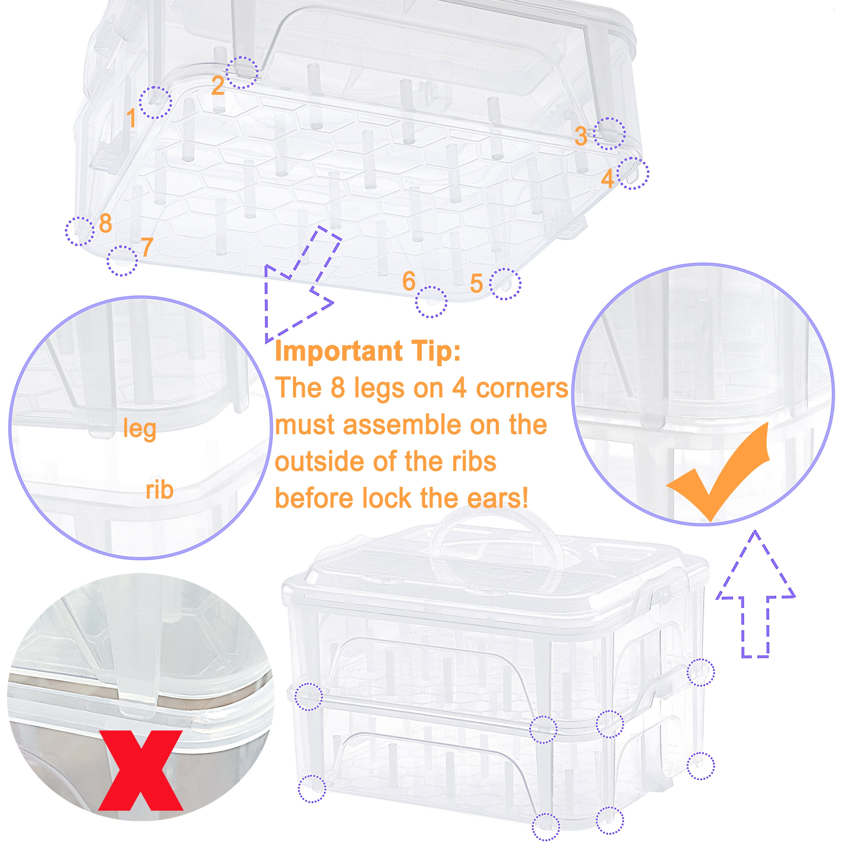 New brothread Stackable Clear Storage Box/Organizer for Holding Thread